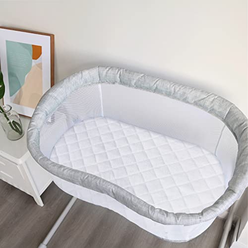 Bassinet Mattress Pad Cover, Waterproof, Ultra Soft Bamboo Terry Surface, Universal Fit for Hourglass/Oval Bassinet Mattress, 2 Pack, Washer & Dryer, No Loosen and Pre-Shrinked