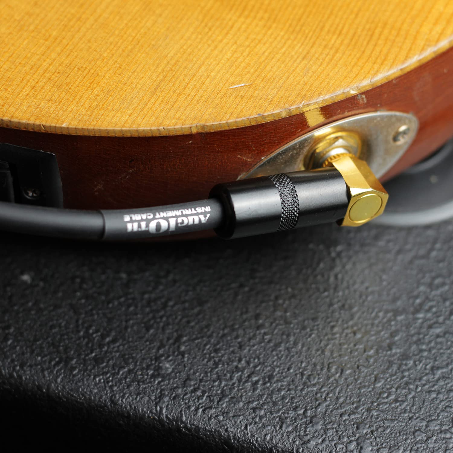 Augioth Performance Guitar Cable 20 ft, Electric Instrument Bass Cable AMP Cord 1/4 Straight to Angled Black