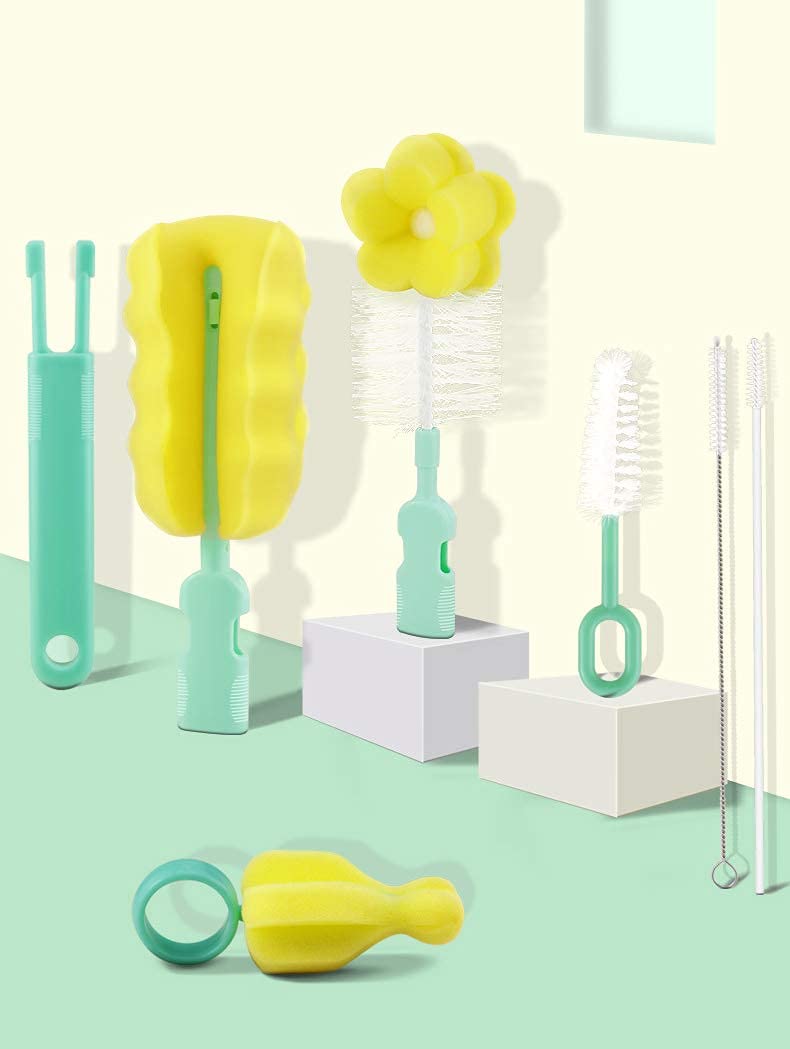 6 Pack Baby Feeding Bottle Brush and Nipple Cleaner with Hook Kids Water Bottle Brush Set Long Handle Narrow Neck Glass Bottle Kitchen Washing Straw Cleaning Brush (6 Pack * 2)