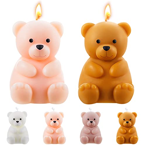 4 Pcs Bear Scented Candle Soy Wax Cute Baby Shower Candles Bear Candle Handmade Decorative Aesthetic Candles for Home Bedroom Bathroom Wedding Gift Baby Shower Favor Birthday Supplies, 4 Colors