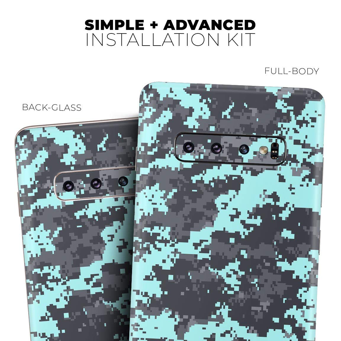 DesignSkinz Light Blue and Gray Digital Camouflage Protective Vinyl Decal Wrap Skin Cover Compatible with The Samsung Galaxy S20 (Screen Trim & Back Glass Skin)