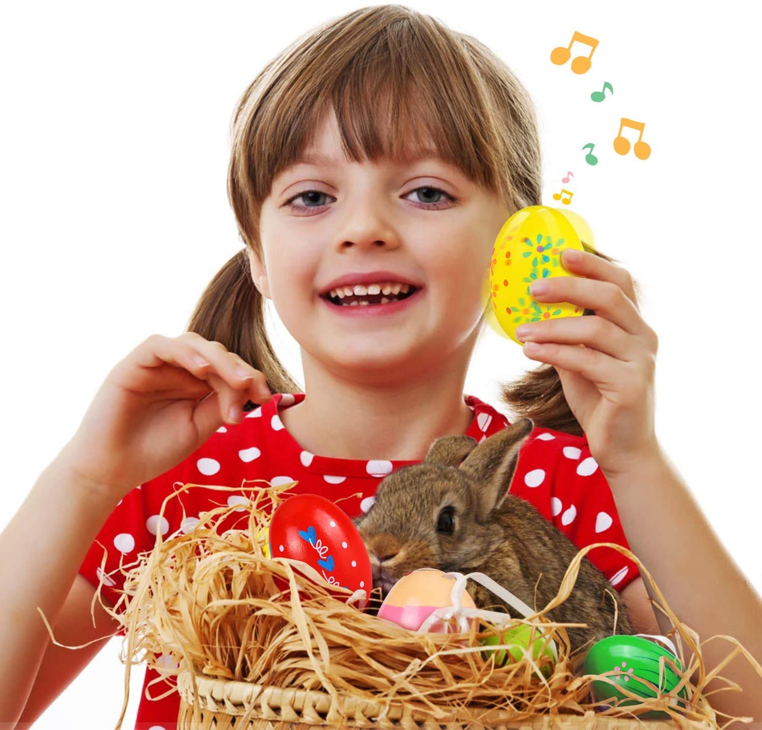 6 Pack Easter Eggs Wooden Percussion Musical Shake Eggs Easter Egg Shakers for Kids Boys Girls Toddlers Easter Gifts Easter Basket Stuffers Fillers