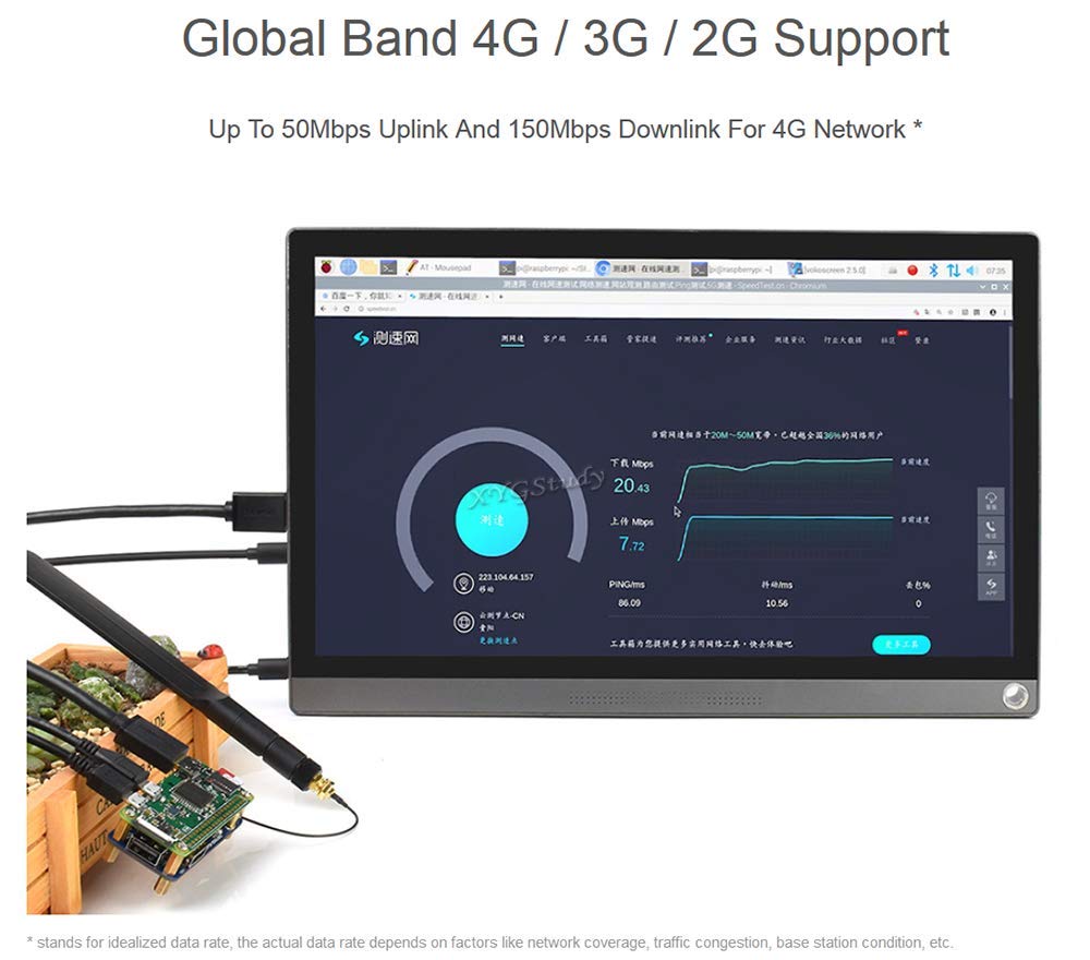 LTE Cat-4 4G / 3G / 2G GNSS Positioning Global Band HAT for Raspberry Pi Based on SIM7600G-H Wireless Communication Telephone Call SMS for Pi Zero/Zero W/PC @XYGStudy (SIM7600G-H 4G HAT (B))