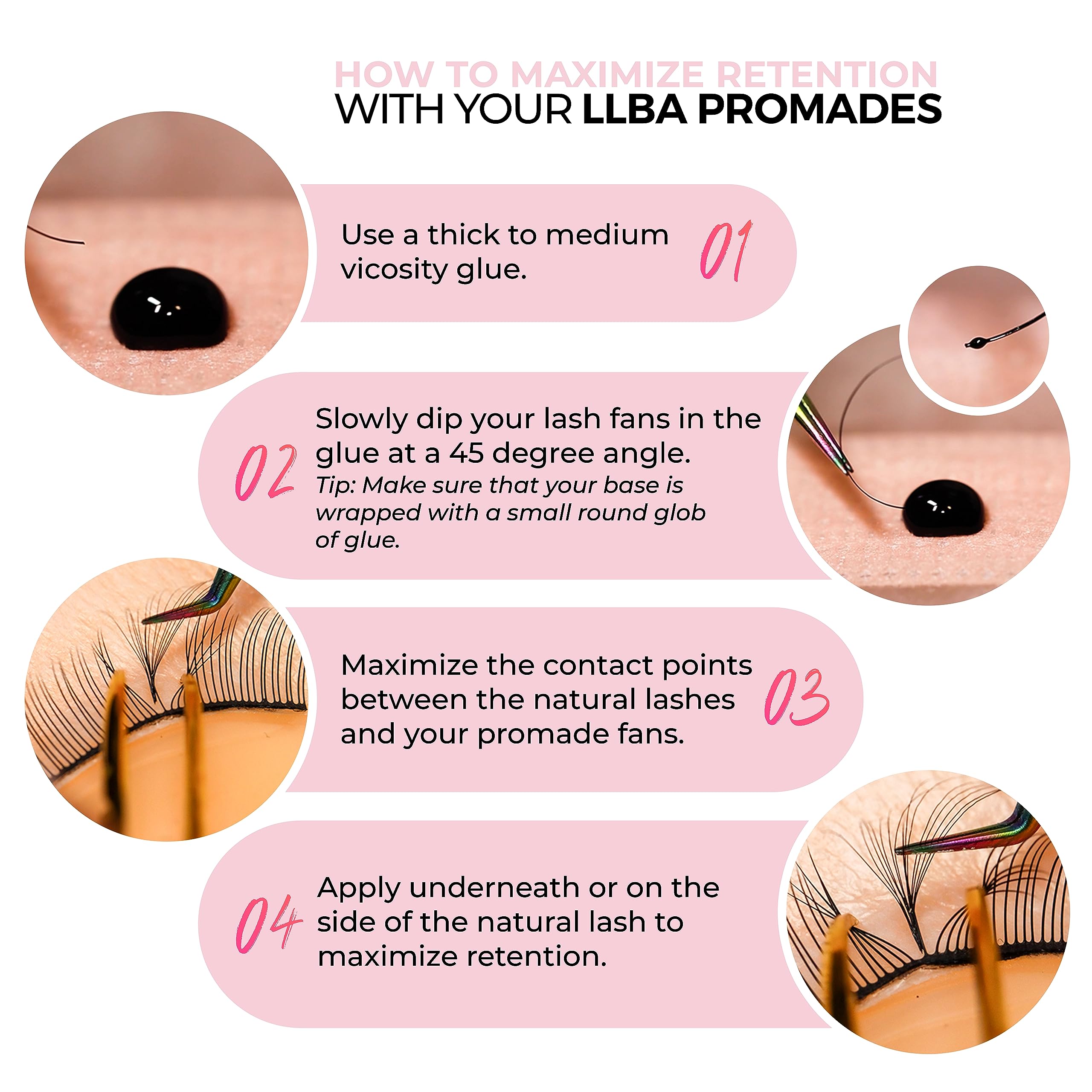 LLBA Promade Fans | Handmade Volume Eyelashes | Multi Selections From 3D To 16D | C CC D DD L M Curl | Thickness 0.03 ~ 0.1 mm | 8 - 20mm Length | Long Lasting | Easy Application (10D-0.03 D 12 mm)