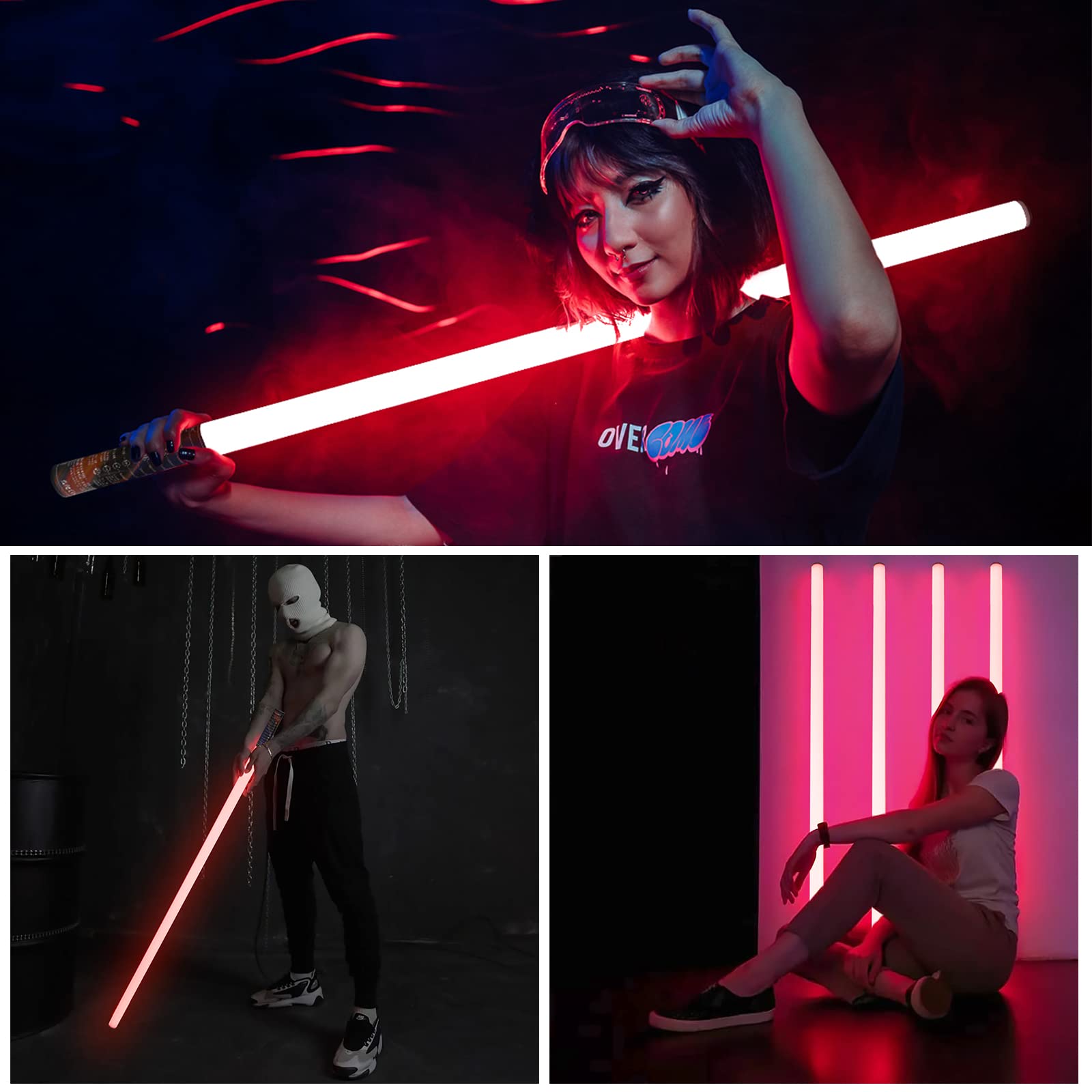 2 Pack 4ft Portable Battery Powered Tube Light 120cm Handheld LED Tube Lights with Tripods, 500 Vivid Effects, for DJ Lighting, Dance Club and Photography, Light Painting, YouTube, Night Bar, Party