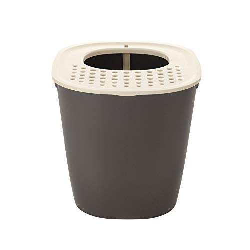 Richell PAW TRAX Top Entry Cat Litter Box in Brown, Hooded Cat Litter Pan with Scoop