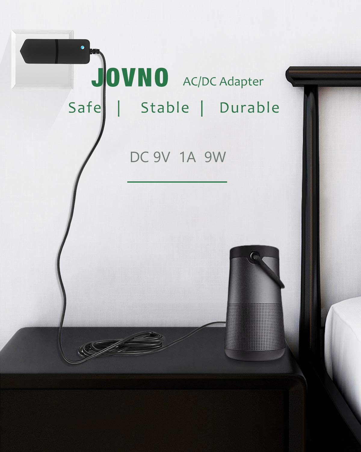 JOVNO 9V 1A Power Supply, 100-240V AC to DC 9V 800mA 500mA Adapter with 5.5x2.5mm Tip for Arduino, NES, RCBS Chargemaster, Breast Pump, Elliptical Machine, Security System, Speaker, LEDs