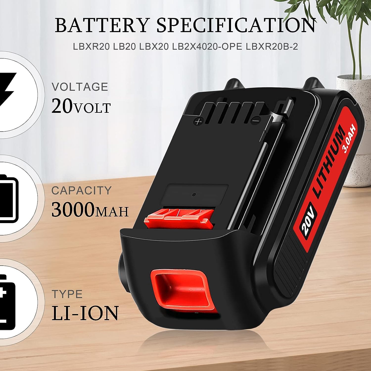 2 Pack 20Volt 3.0Ah MAX LBXR20 Repalcement for Black and Decke 20v Lithium Battery Compatible with Black and decker 20v battery LB20 LBX20 LST220 LBXR2020-OPE LBXR20B-2 LB2X4020 Cordless Tool(red)