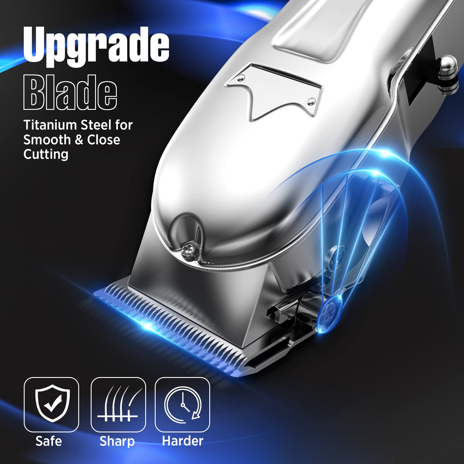 LURNOFY Hair Clippers for Men + T-Blade Trimmer Kit, Professional Edgers Barber Clippers Set Cordless Rechargeable Zero Gapped Beard Trimmer for Hair Cutting Grooming Kit with LED Display (Silver)