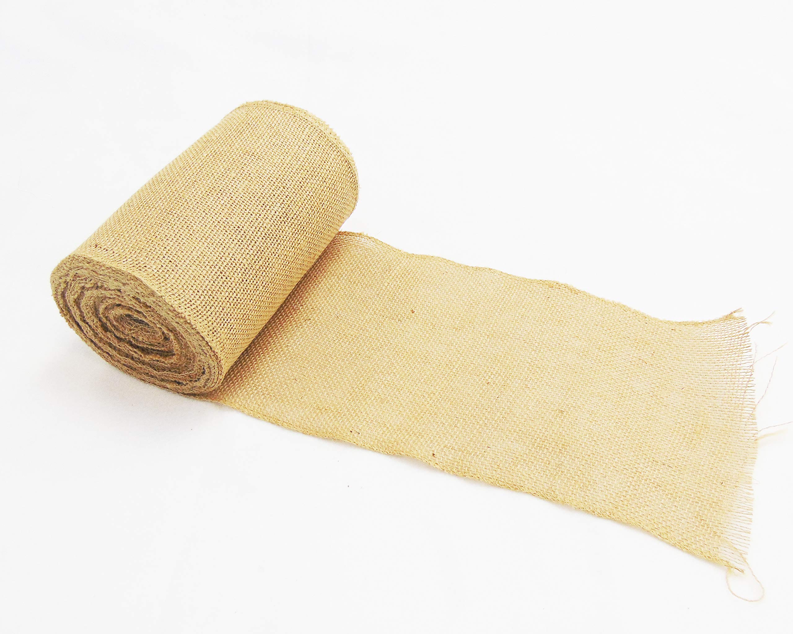 8 inch wide by 60 feet long tight weaved burlap tree plants wrap for protection ribbon | high density finished edges country style indoor outdoor table runner