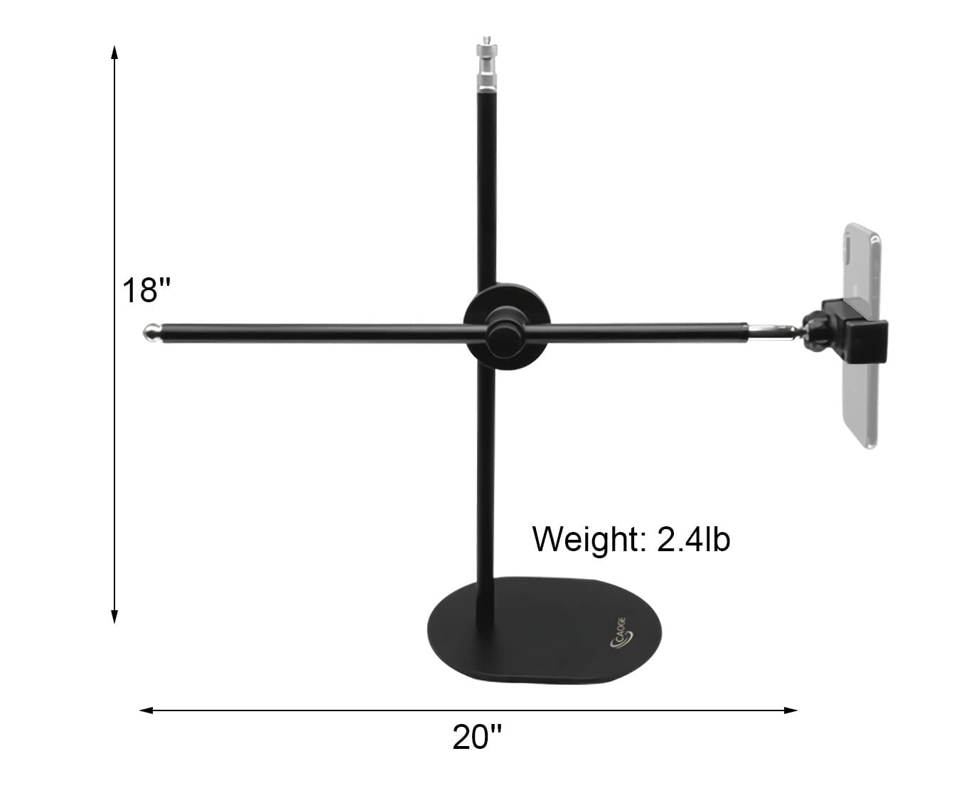 CAOGE Overhead Phone Stand, Live Stand, Adjustable Tabletop Phone Mount, Phone Holder Mount 360° Rotation, Long Arm Bracket for Filming, Tiktok, Crafting, Baking, Drawings, Cooking and Recording