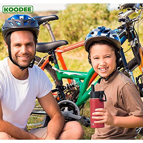 koodee Kids Water Bottle Stainless Steel Double Wall Vacuum Insulated Wide Mouth Flask, 16 oz Water Bottle for School (Canyon Red)