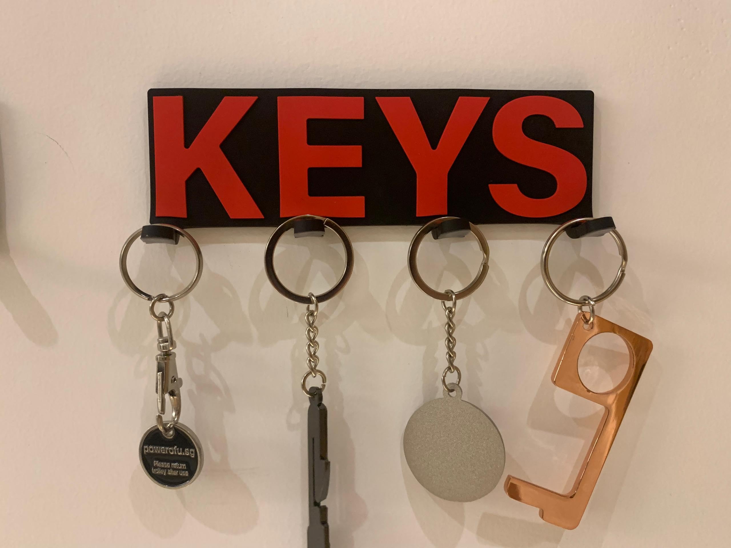 3dcrafter Key Holder for Wall self Adhesive no Drill Requires Small Hook for Home Decoration Door Wall Bathroom or Kitchen Mounted Hanger (red)