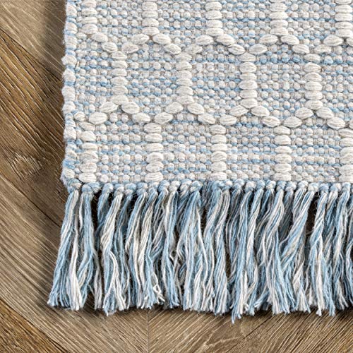 nuLOOM BeeHive Tassel Wool Area Rug, 6' x 9', Baby Blue