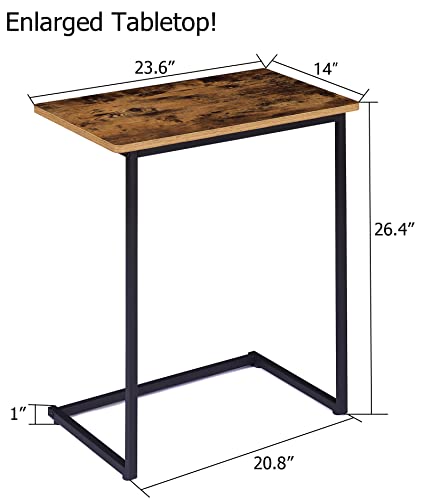 EKNITEY C Table End Table - 23.6" L* 13.9" W Small Side Table Industrial Snack Table for Sofa, Couch, Living Room, Bedroom and Small Spaces