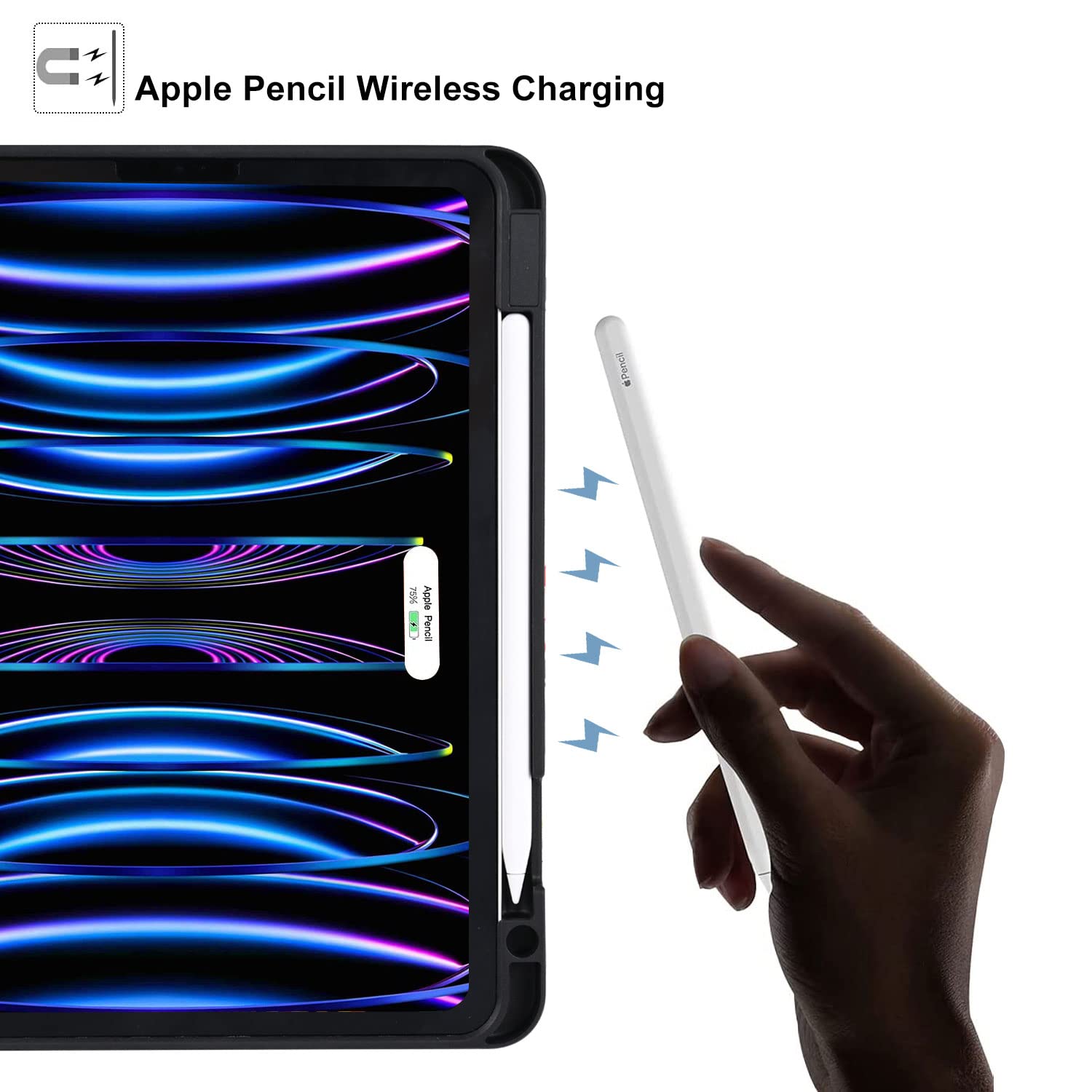 Hi Space for iPad Pro 12.9 Case 2022 2021 2020 2018 6th 5th 4th 3rd Gen with Pencil Holder, Frosted Colorful Leaf Trifold Stand Protective Shockproof Cover Auto Sleep Wake