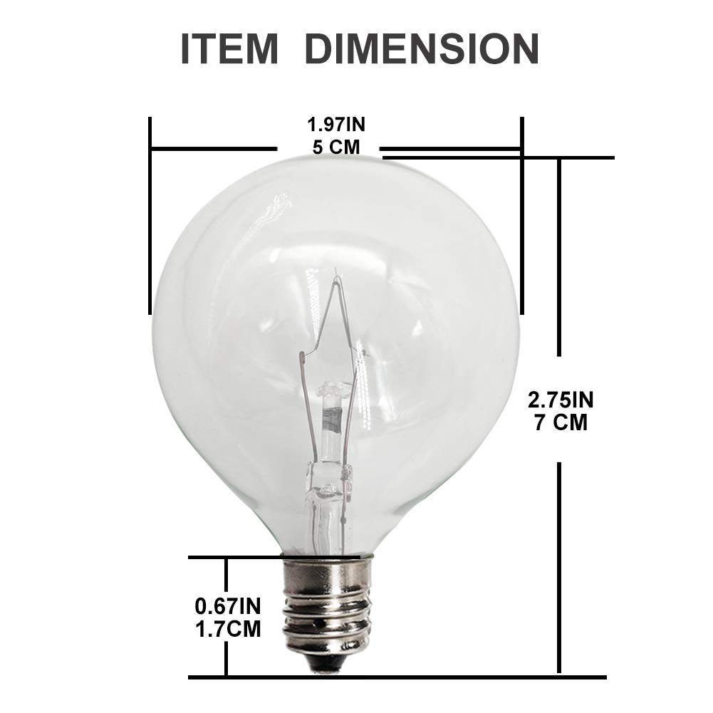 8 Pack 25 Watt G50 Light Bulbs for Full-Size Scentsy Warmers,G16.5 Globe E12 Incandescent Candelabra Base Clear Light Bulbs for Wax Warmer