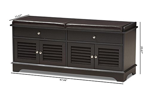 Baxton Studio Laertes Modern and Contemporary Dark Brown Wood 2-Drawer Shoe Storage Bench