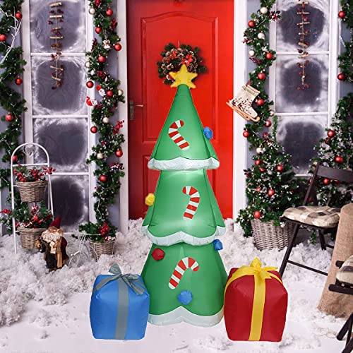 6 FT Blow up Christmas Decoration Inflatable Outdoor Christmas Tree Gift Giant with LED Light Xmas Decor for Holiday Party Yard/Lawn/ Garden/Patio