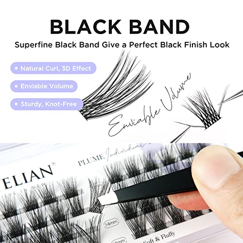 DIY Eyelash Extension,Cluster Lashes Individual False Eyelashes Extension Natural Look Reusable Glue Bonded Black Super Thin Band 48 Lash Clusters by BEYELIAN (Style3 0.07 12mm Black Band)