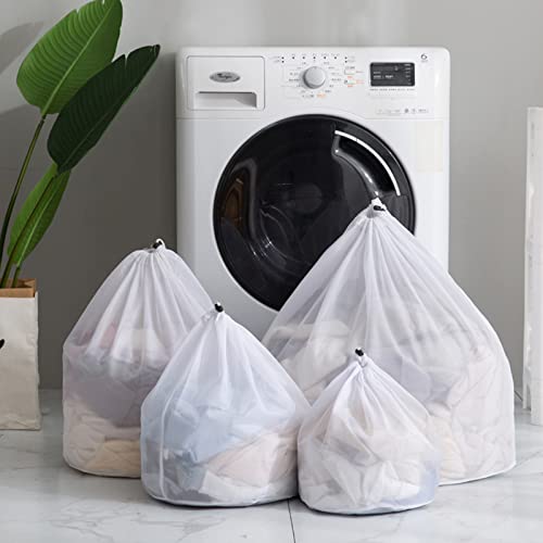4 PCS Mesh Laundry Bags, Washing Machine Wash Bags, Reusable and Durable Mesh Wash Bags