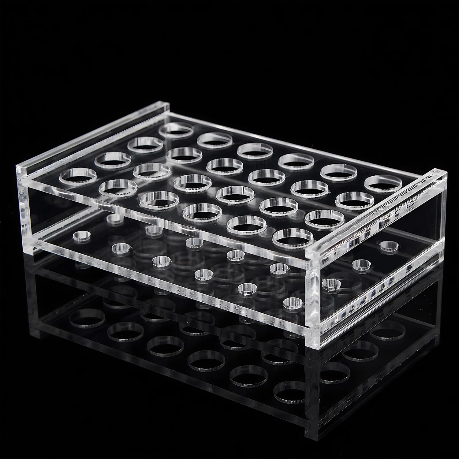 2 Pack Acrylic Test Tube Rack, 24Wells, for 5/9“ OD Tube (13 ±0.1mm,MAX for 14mm) Centrifuge Tube Holder for Labortory Holder Lab Test Tube Transparent