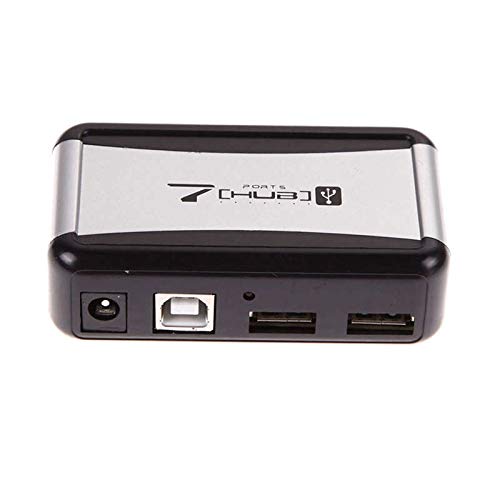 Lysee Cable Winder - AABB-EU Plug External Hub 7 USB 2.0 Ports with Multi-Socket Power Supply Slot for Notebook Pc Mac - (Color: Black)