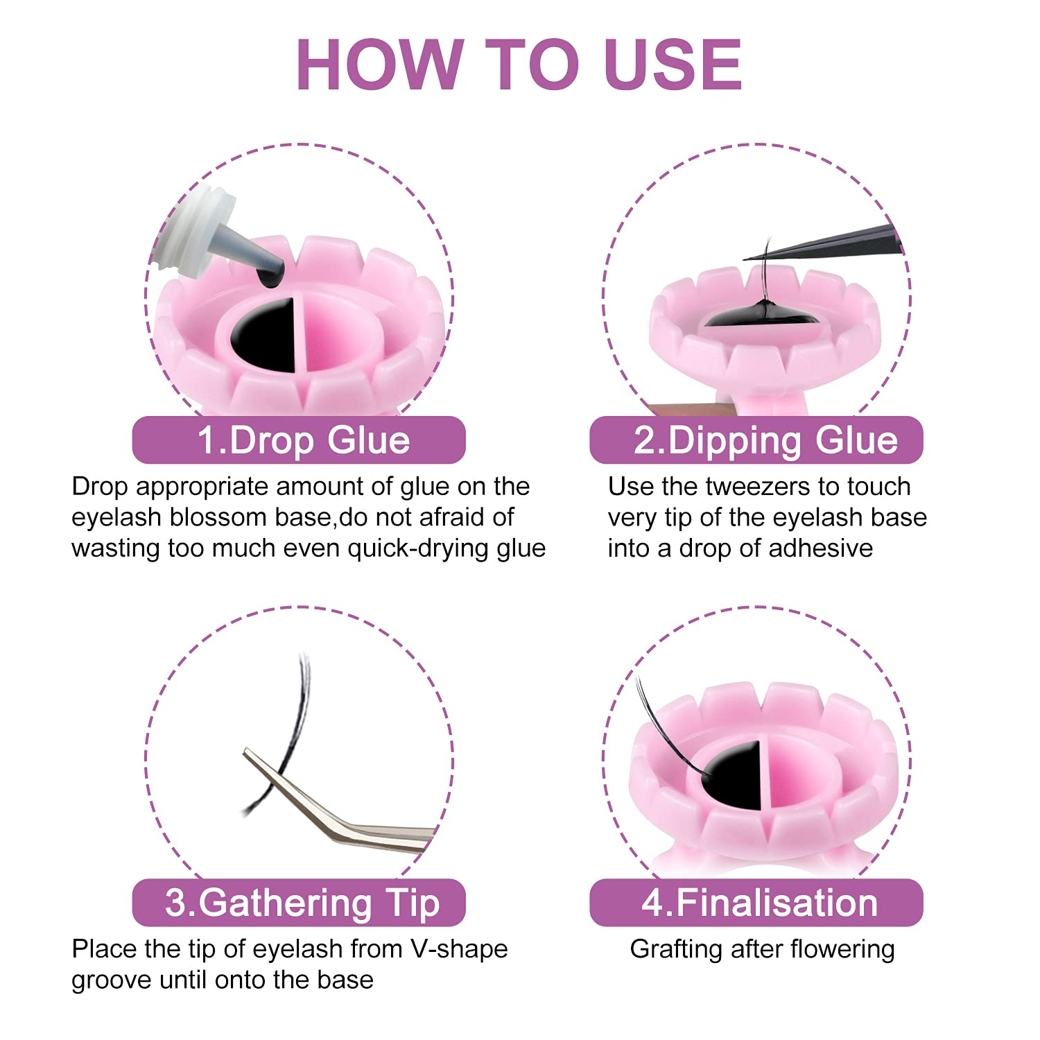 MEKK Glue Rings 100PCS Glue Rings for Eyelash Extension Lash Extension Supplies Disposable Lash Extension Supplies Fanning Blossom Cups for Eyelash Extension(Pink)…