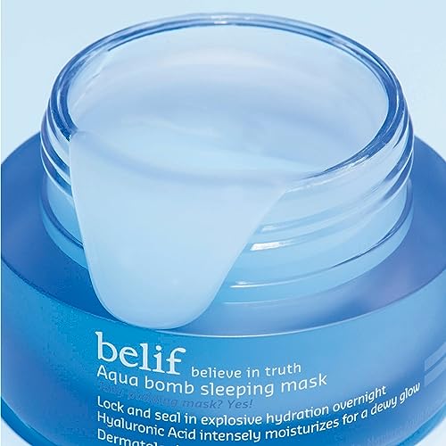 belif Aqua Bomb Sleeping Mask - Korean Jelly Night Cream, Skin Barrier Repair Overnight Moisturizer, Lightweight, Hydrating & Plumping, Napiers Herbal Formula, 1.6 fl oz