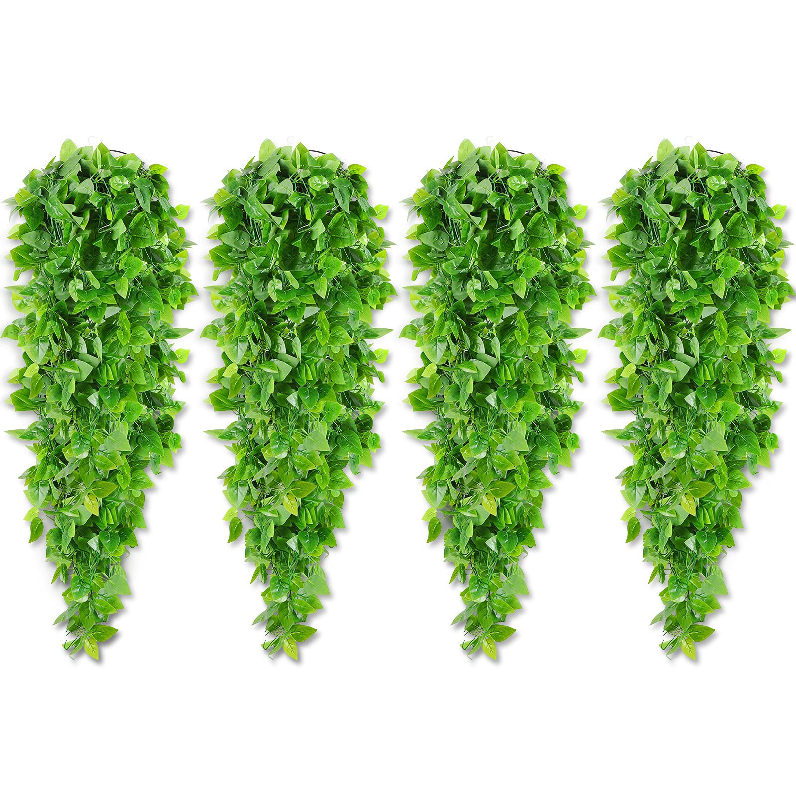 4 Pieces Artificial Ivy Green Vine Fake Ivy Leaves Hanging Decor Fake Vine Leaves Garland Artificial Hanging Plants Leaf Plant Garland Realistic Hanging Plants Decor for Home Garden Decor, 3.6 Feet