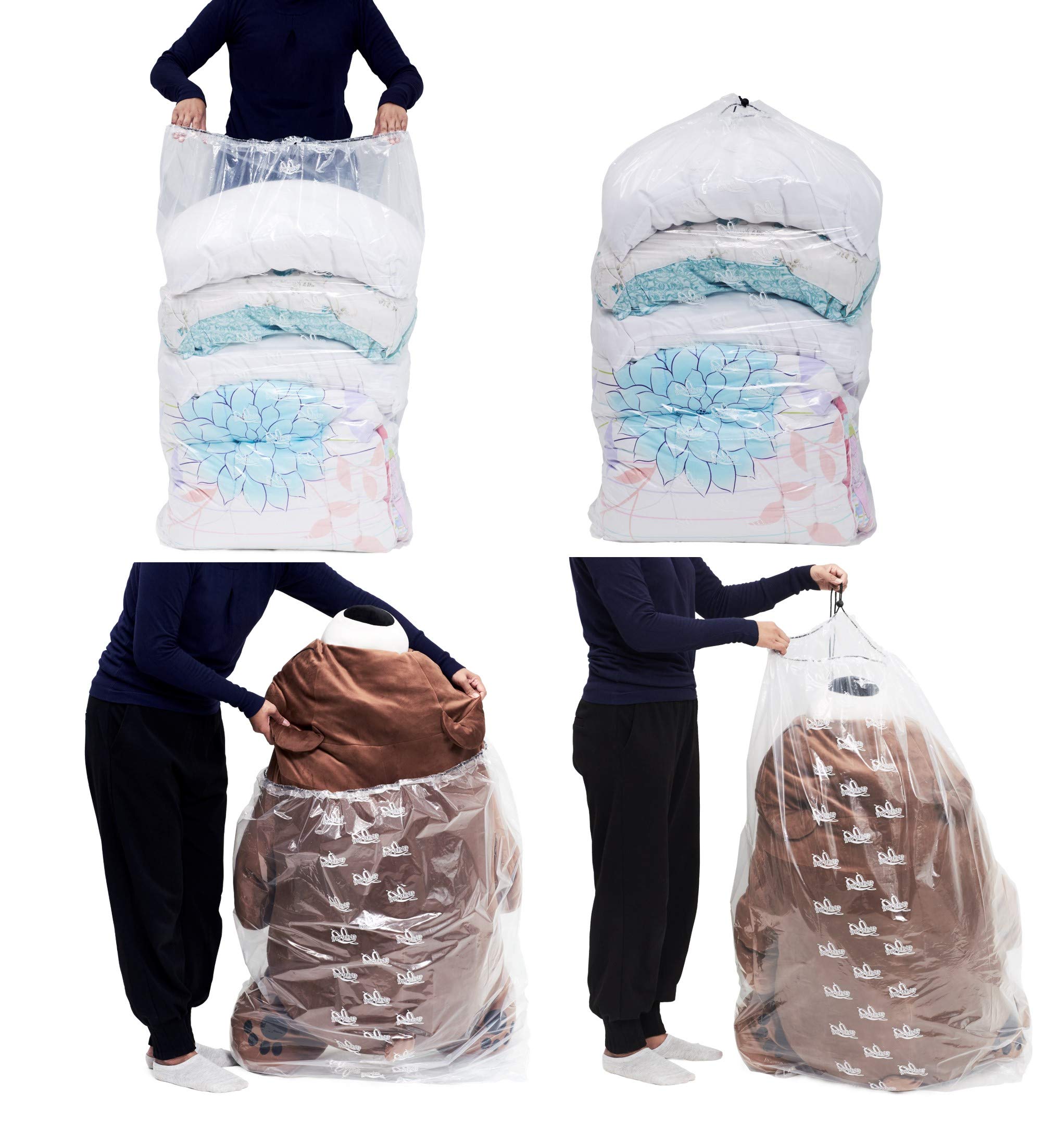 4 pieces of Dust Cover Big Plastic Drawstring Bags Multi-Purpose for Storage and Keeping Luggage, Big Dolls, Blankets, Pillows, Suitcase Good for Household Organizing Reusable (M (79x98 cm))