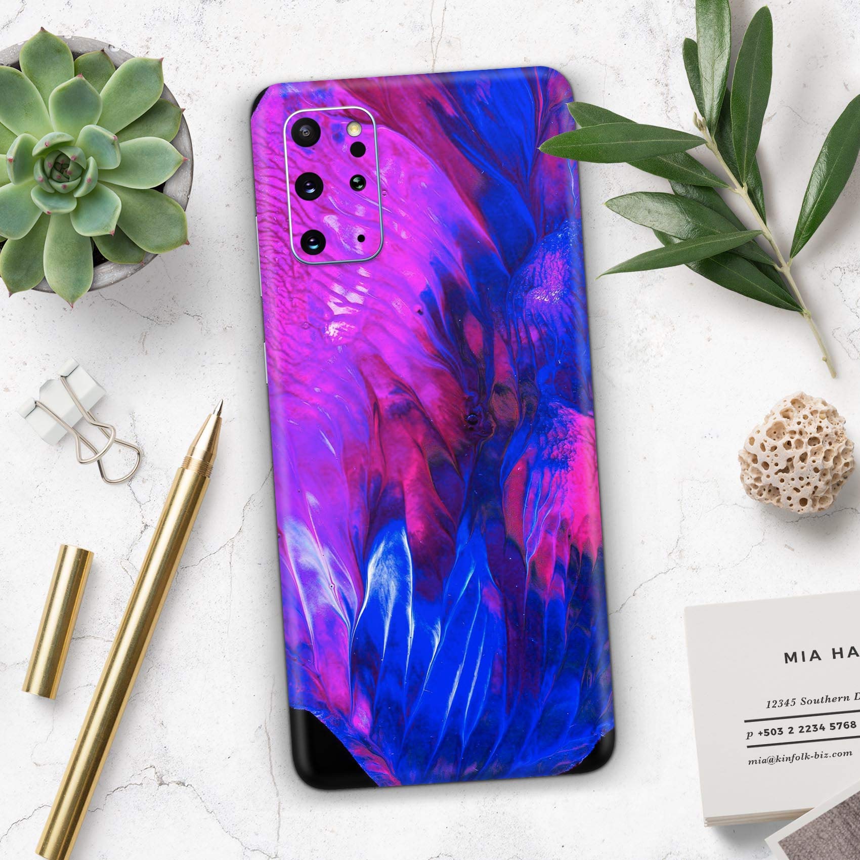 DesignSkinz Liquid Abstract Paint V22 Protective Vinyl Decal Wrap Skin Cover Compatible with The Samsung Galaxy S20 (Screen Trim & Back Glass Skin)
