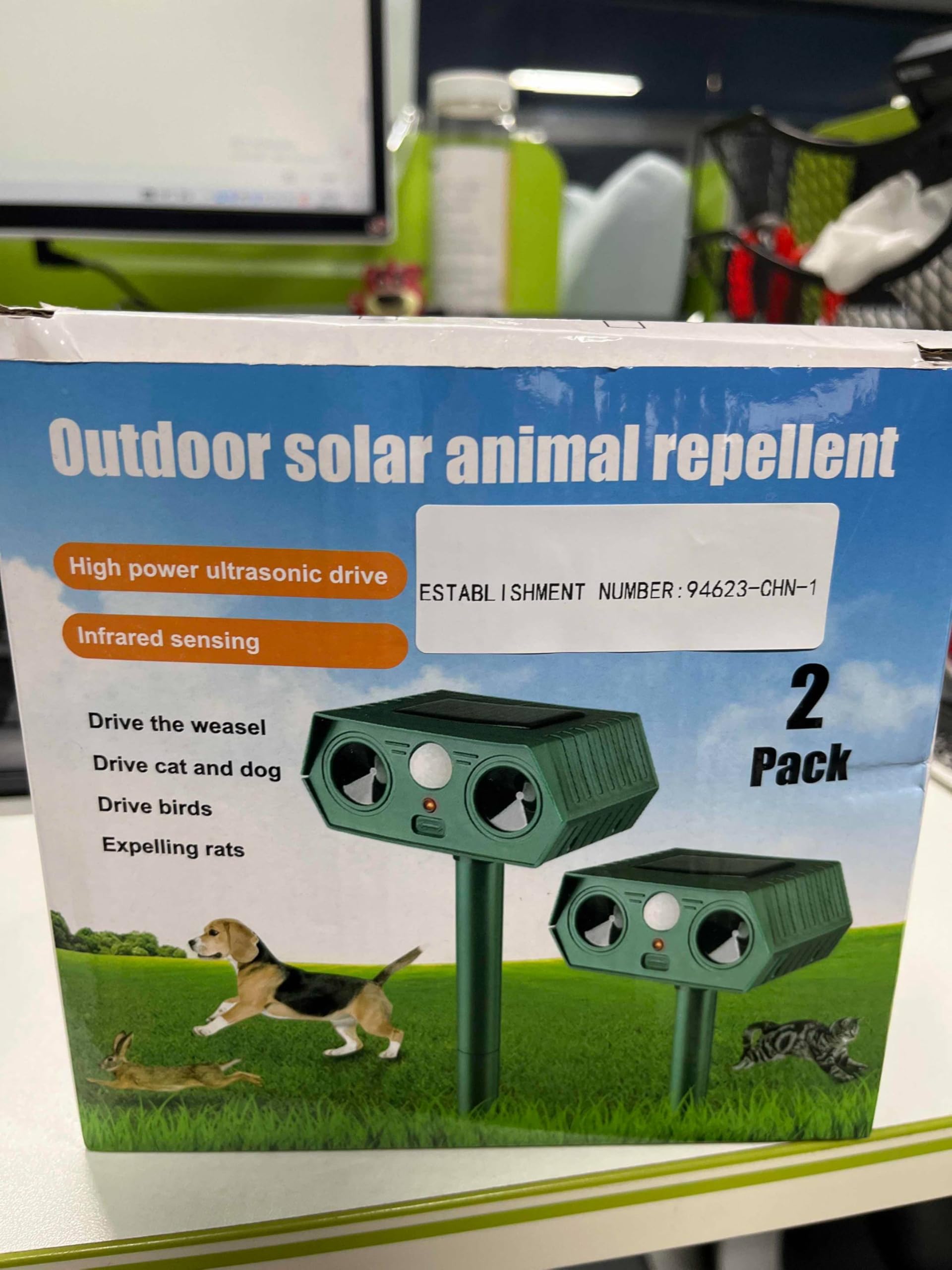 2024 Ultrasonic Animal Repellent, 4 Pack Waterproof Solar Cat Deterrent Outdoor with Motion Sensor for Deer Squirrel Cat Dog Skunk Rabbit Raccoon, Deer Repellent Devices, Skunk Repellent for Yard