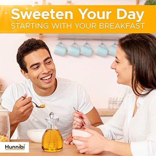 Hunnibi Handmade Honey Jar with Dipper, Glass Made Honey Dipper and Honey Pot