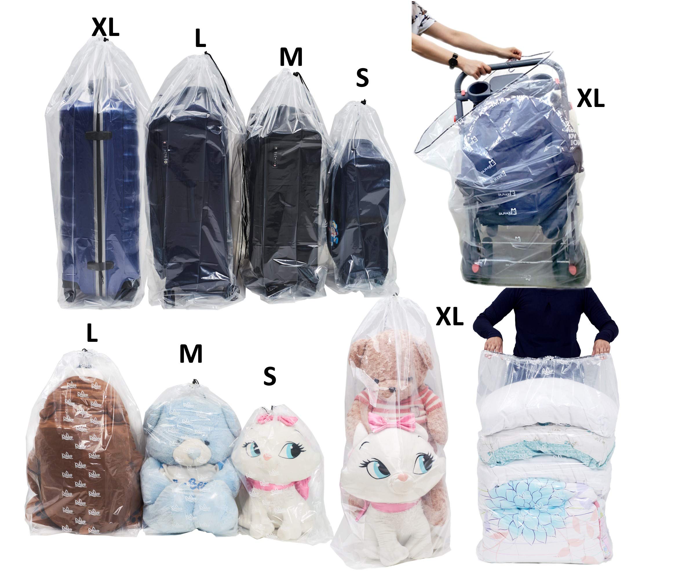 4 pieces of Dust Cover Big Plastic Drawstring Bags Multi-Purpose for Storage and Keeping Luggage, Big Dolls, Blankets, Pillows, Suitcase Good for Household Organizing Reusable (M (79x98 cm))