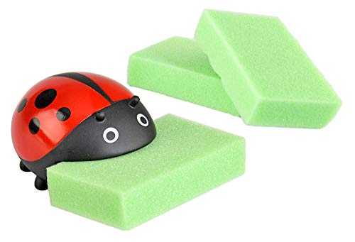 HOME-X Ladybug Sponge Holder with 3 Sponges, Kitchen Sink Accessories 4" L x 3" W x 2" H
