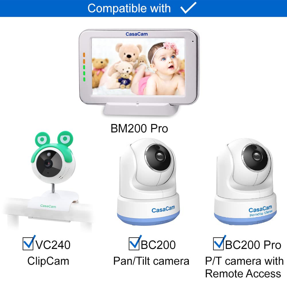 CasaCam Dual Mode Local & Remote View Baby Monitor with 5" Touchscreen and HD Pan & Tilt Camera, Secured Phone App, Two Way Audio, Lullabies, Nightlight, Night vision and Temperature Sensor. BM200 Pro