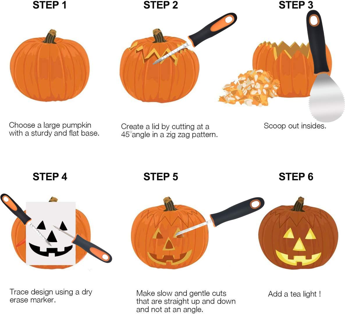 BENERAY Pumpkin Carving Kit, Includes 11 Pcs Stainless Steel As a Carving Set for Pumpkin Halloween Decoration Kit Easily Sculpting Jack-O-Lanter Halloween Set - with a Skull Storage Carrying Bucket