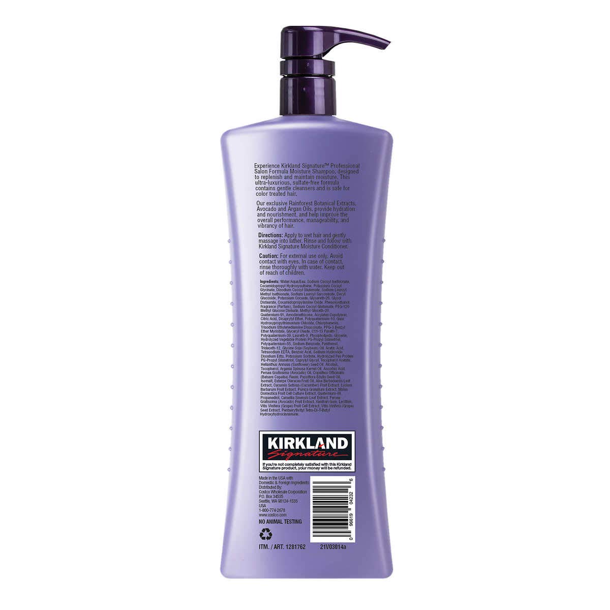 KIRKLAND Signature Moisturizing Shampoo New and improved formula Rainforest Botanical Extracts, Avocado & Argan Oils