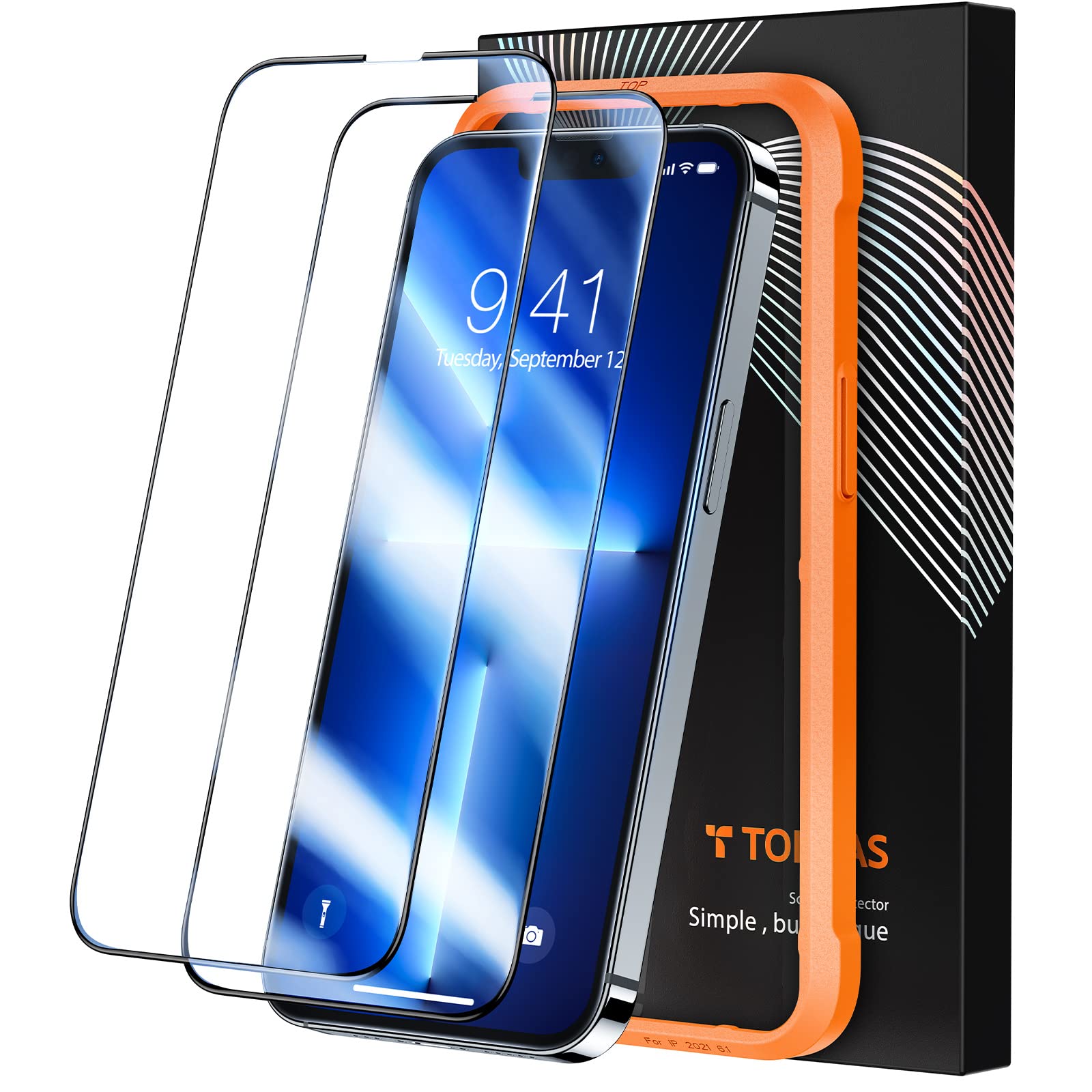 TORRAS Diamond Shield for iPhone 13 Pro Max Screen Protector for iPhone 14 Plus Phone Screen Saver Ultra Strengthened Tempered Glass [Full Coverage] Shatterproof [Anti-Fingerprint] 2-Pack, 6.7"