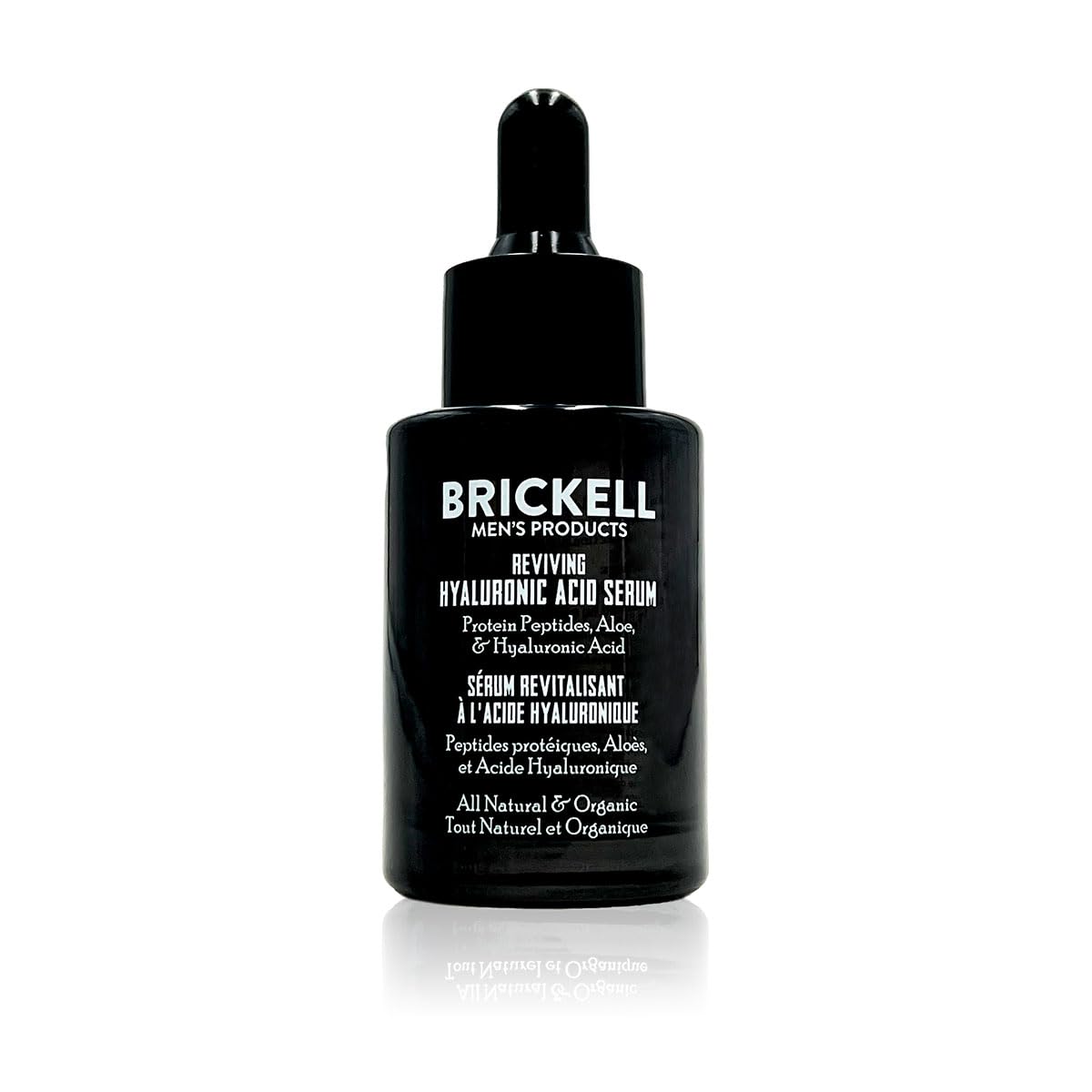 Brickell Men's Anti Aging Hyaluronic Acid Serum for Face, Reviving Day Serum for Men, Natural and Organic Face Serum with Protein Peptides to Restore Firmness and Collagen, 1 Ounce, Scented