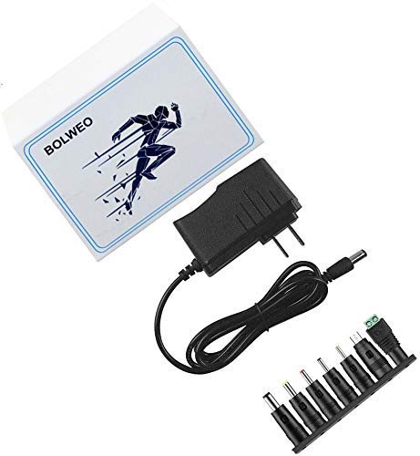 BOLWEO Universal 5v 2a Power Supply Adapter,AC to DC Adapter with 7 Tips Connector DC Plugs Adapter for TV Box, Security Camera, LED Strip Lights, Audio/Video and More 5v Household Electronic Devices