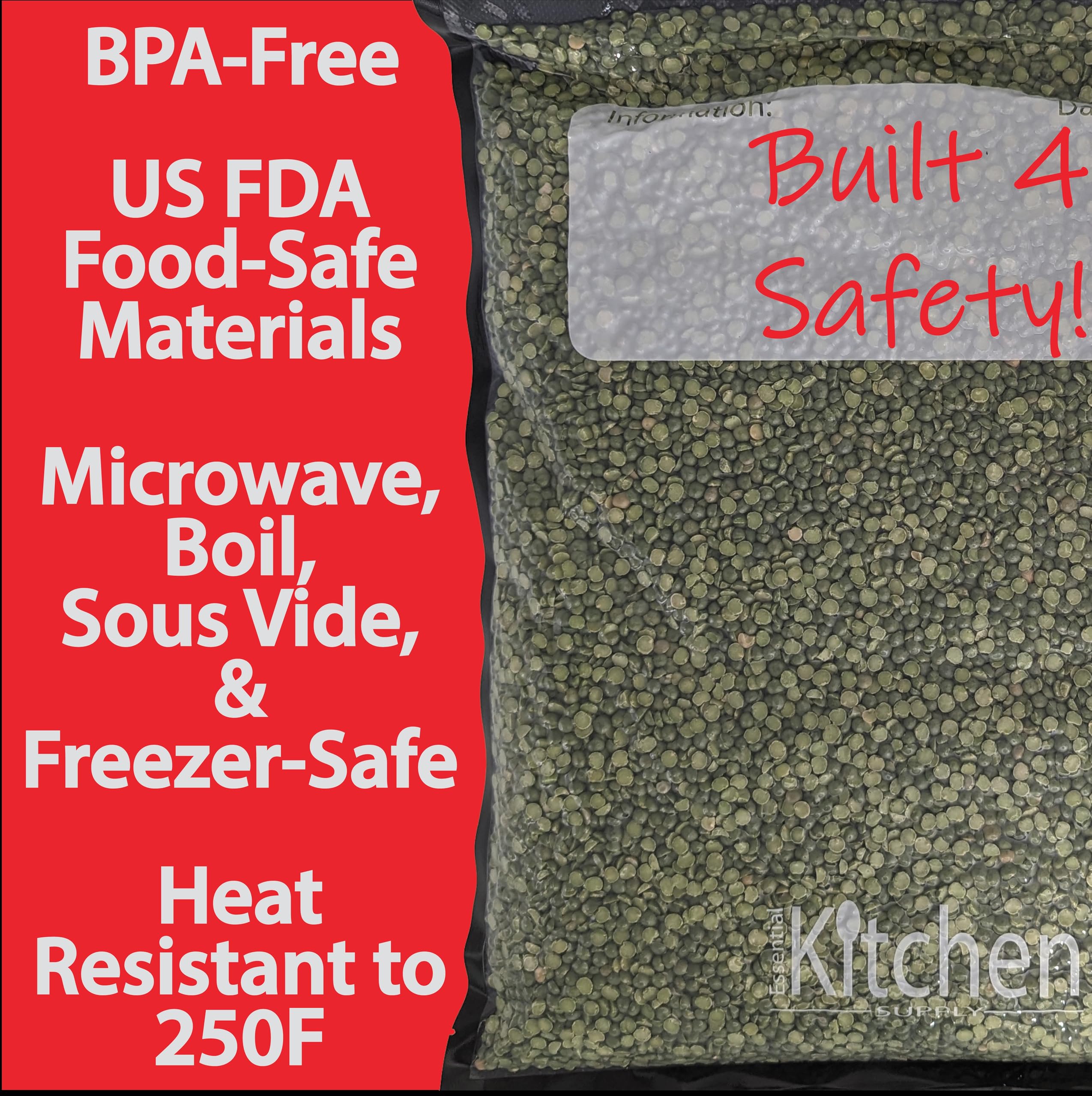 15" x 20" 6 Mil Black and Clear Vacuum Seal Bags | Essential Kitchen Supply (50 Count)