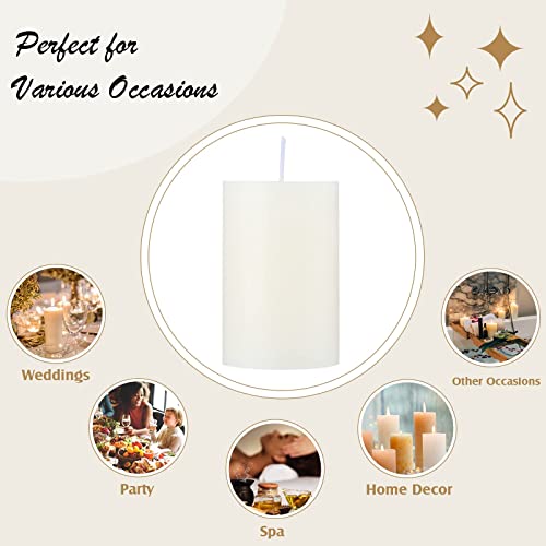 4 Sets 12 Pieces Ivory Pillar Candles Dripless Unscented Candles Paraffin Wax Tall Candles for Relaxation Wedding Spa Birthday Holiday Bath Party Restaurant Home Decor, 2'' x 3'', 2'' x 6'', 2'' x 9''