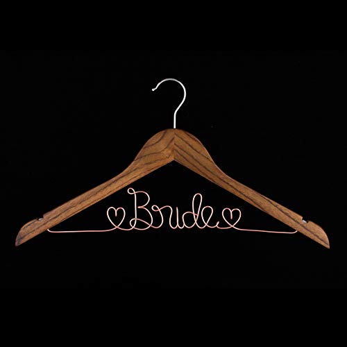 Ella Celebration Bride to Be Wedding Dress Hanger (Antique Brown with Rose Gold Wire)