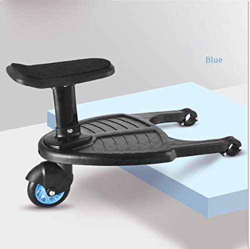 2019 New-Comfort Wheeled Board,Wheeled Buggy Board Comfort Wheeled Board with Adapter Stroller Ride On Board with Detachable Seat, Holds Children Up to 20kg (Blue)