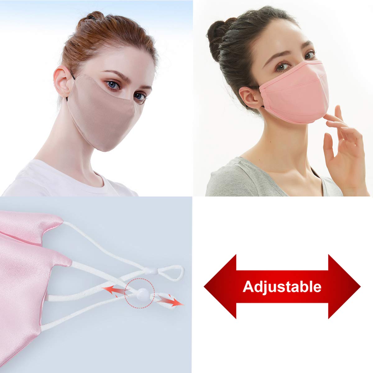 200PCS Black & White Face Mask Elastic,Retractable Elastic String for Masks,Elastic for mask with Adjustable Buckle, Sewing Comfortable Ear Hanging Rope