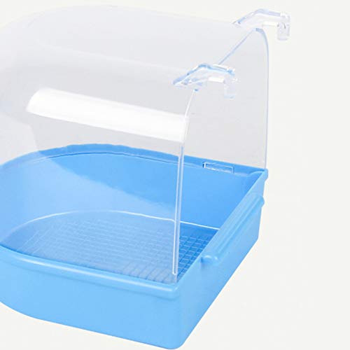 Bird Bath Cage Small Blue Bird Bath Tub Cover Shower Supplies for Cockatiel, Budgerigar, Macaw, Finch, Budgie, Parakeet, Conure, Canary, Parrots