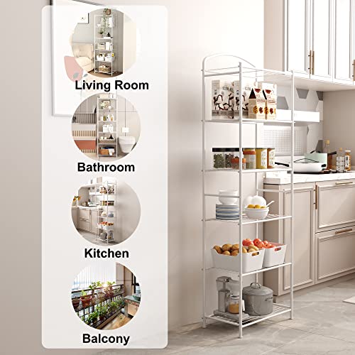HOMEFORT Metal Bathroom Shelf,6-Tier Tower Rack, Freestanding Storage Organizer, Metal Shelving Unit with 6-Tier Durable Shelves for Bathroom, Kitchen, Living Room, Laundry