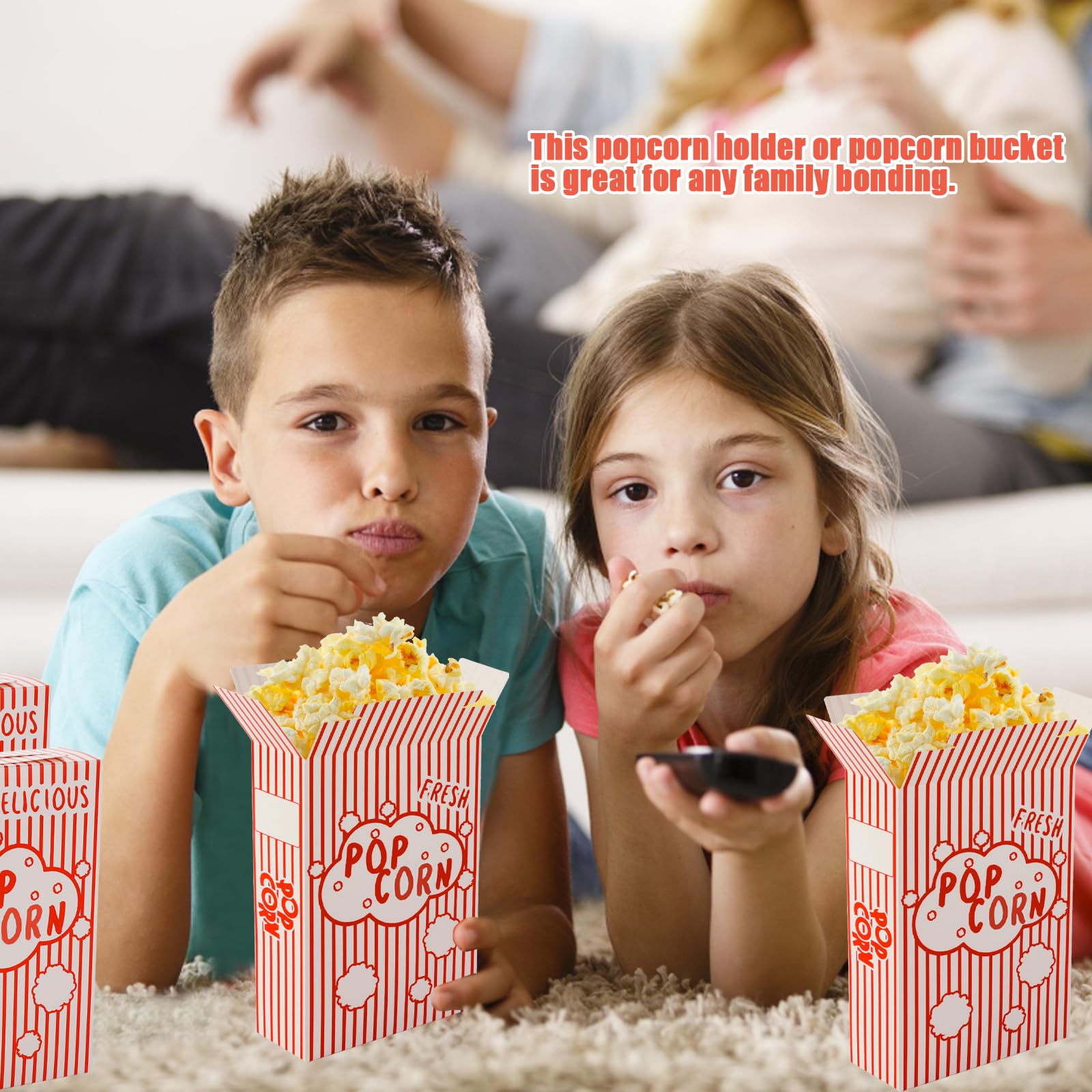 200 Packs Popcorn Boxes Containers 1.25 Oz Paper Popcorn Buckets Red and White Striped Close-Top Cardboard Pop Corn Boxes Individual Servings for Party Movie Night Christmas